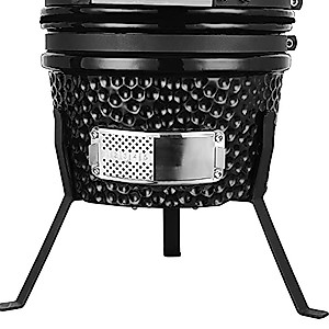 WHNB 13 Inch Mini Grill Garden Ceramic Charcoal Grills Multifunctional Outdoor Without Side Table for BBQ, Camping and Picnic -Black
