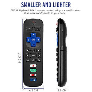JNGKE Roku Replacement Remote Control Only for Roku TV, for TCL Roku/Hisense Roku/Onn Roku/RCA Roku/Sharp Roku ect, with Netx/Disn+/YouTub/Hu Buttons【Not for Roku Stick & Box & Player】