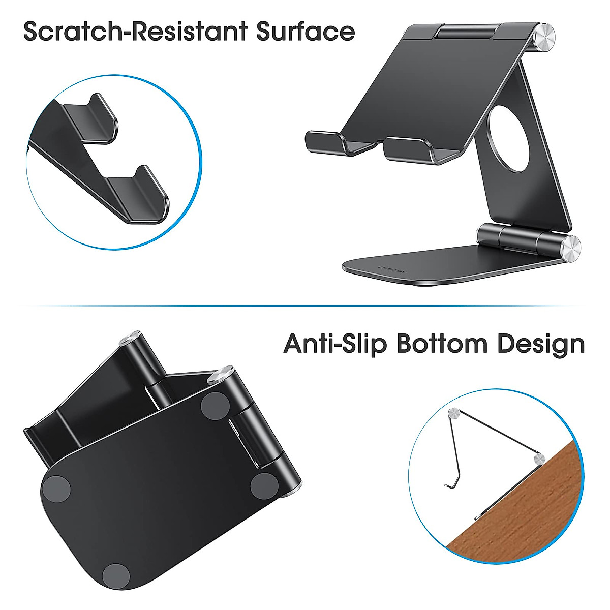 OMOTON Fully Foldable Tablet Stand, Black