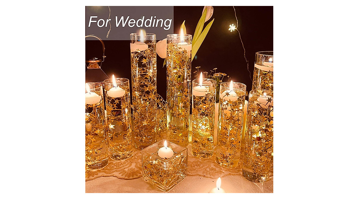 TeaSu Gold Star Strings for Floating Candle Centerpieces - 12 Pcs