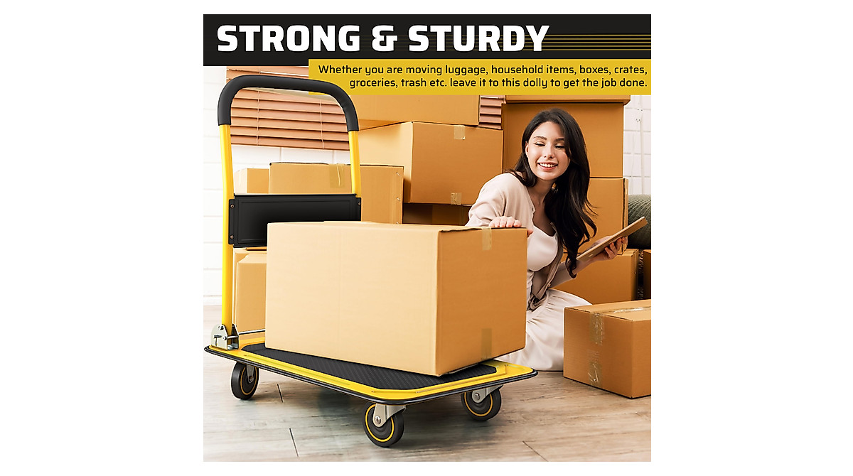 Foldable Push Cart Dolly - Heavy Duty & Space Saving