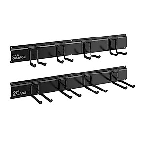 ClosetMaid ProGarage 2-Pack Garage Tool Organizer Racks, 8 Double Hooks, Heavy Duty, Black