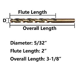 VALYRIANTOOL 5/32" Cobalt Drill Bits(20PCS), M35 HSSCO High Speed Steel Jobber Length Twist Drill Bit Set for Hardened Metal, Stainless Steel, Cast Iron, Plastic and Wood