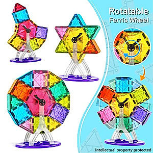 Jasonwell Magnetic Tiles Kids Magnetic Blocks Building Sets 3D Magnet Tile Building Blocks Magna Construction Educational STEM Toys Gifts for Toddlers Boys Girls 3 4 5 6 7 8 9 10 + Year Old