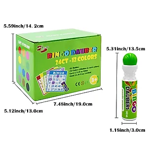 Yuanhe Bingo Daubers Dot Markers - Mixed Colors Set of 24 Pack-12Colors