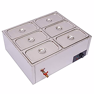 Commercial Food Warmer, 110V/60Hz 850W Buffet Server Food Warmer Canteen Buffet Steam Heater Stainless Steel Food Warmer 30° to 85° Adjustable for Catering and Restaurants