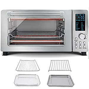 Nuwave Bravo 12-in-1 Digital Toaster Oven, Countertop Convection Oven & Air Fryer Combo, 1800 Watts, 21-Qt Capacity, 50°-450°F Temp Controls, Dual Zone Surround Cooking, Linear T Technology, SS Look