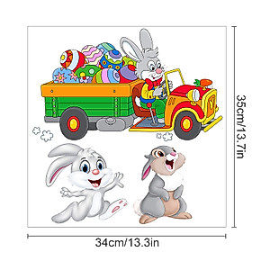 Konsait Bunny Wall Stickers, Cartoon Bunny Eggs Design Wall Stickers for Easter Party Favor Home Decoration Kids Baby Boys Girls Bedroom Window Decals