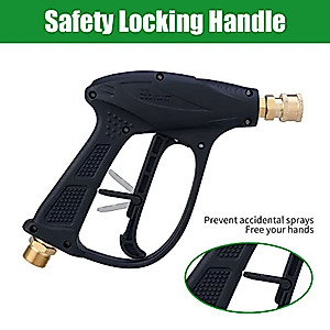 RIDGE WASHER High Pressure Washer Gun, Power Washer Short Handle Gun with 5 Replacement Spray Nozzle Tips and Holder, M22 14mm fitting, Max 2900 PSI