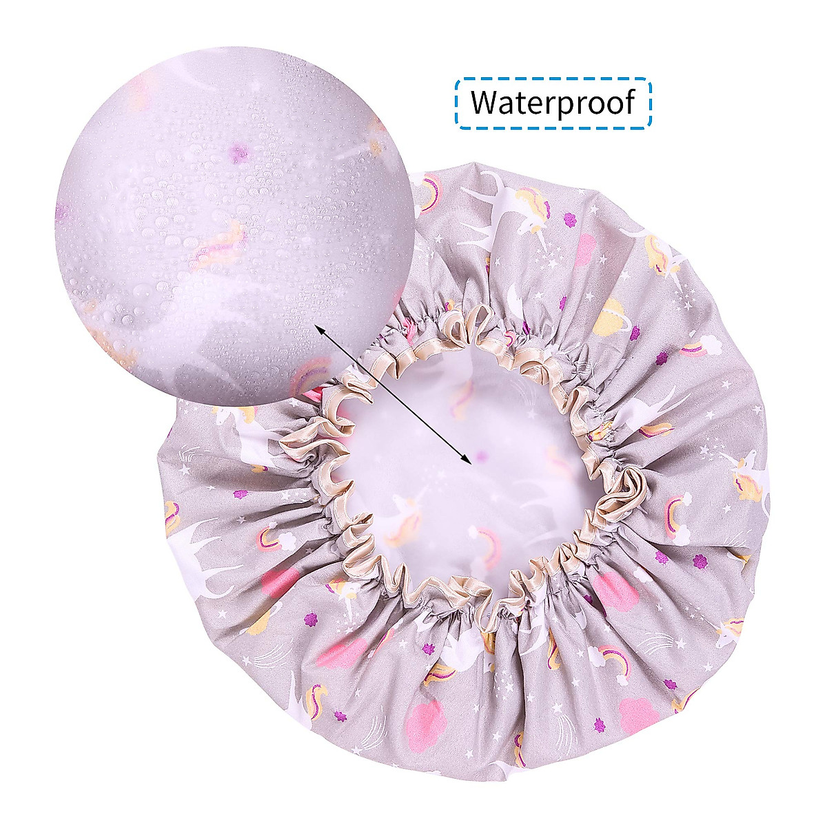 Shower Cap Microfiber Bath Cap - Shower Bonnet Designed for Women and Girls Waterproof Caps Reusable Double Layer Bath Accessories (4 Pack)