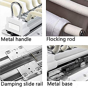 MYOYAY Pull Out Trousers Rack 22 Arms Steel Pull Out Pants Rack Pants Hanger Bar Clothes Organizers for Closet for Space Saving and Storage Maximum Load 33lbs Beige 23.4x18x5.7inch