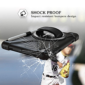 BRAECN iPad Mini 5 Case,iPad Mini 4 Case, Heavy Duty Shockproof Protective Rugged Case with Pencil Holder,Hand Strap,Kickstand, Shoulder Strap for iPad Mini 5th/4th Generation 7.9 Inch for Kids-Black