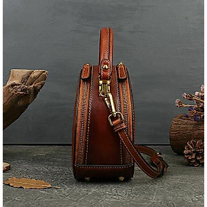 Handmade Women Genuine Cow Leather Shoulder Bag Handbag Purse Tote Rabbit Embossed Crossbody For Girl,For Women (Brown)