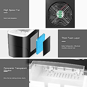 Ice Makers Countertop Ice Machine Maker Countertop for Home/Office/Camping/Mini/Small/Table Top/Tabletop/Electric with Spoon, 26.5 lbs in 24h