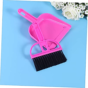 COLLBATH Household Supplies Portable Cleaning Brush and Dustpan Miniature Dustpan and Brush Dust Pan Mini Sweeping Brush Broom and Dustpan Mini Brush Mini Broom Car Broom Sofa Brooms Rosy
