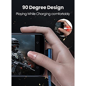 Fasgear Short USB C to USB C Cable - 3 Pack 1ft 60W USB 2.0 Type C Charger Fast Charging Braided Right Angle Compatible for Galaxy S22 S21 Ultra S20 Mac-Book Air i-Pad Mini 6 (Blue)