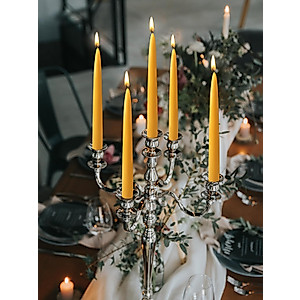 6 Packs Natural Beeswax Taper Candles- 10 inch Beeswax Candles, Smokeless and Dripless Beeswax Candles- 10 Hour Burn Time Beeswax Candlesticks- for Christmas Home Decor Air Purification Spa Relaxation