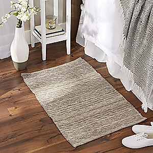 DII Woven Rag Rug Collection Recycled Yarn Variegated Rustic Stripe, 2x3', Stone