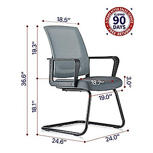 CLATINA Office Guest Chair with Lumbar Support and Mid Back Mesh Space Air Grid Series for Reception Conference Room Gray