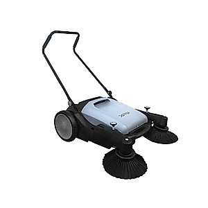Dapper Supply Walk-Behind Outdoor Hand Push Floor Sweeper - 10.5 Gallon Capacity - 36" Sweeping Width - Sweeps up to 39,500 ft² / Hour, Grey