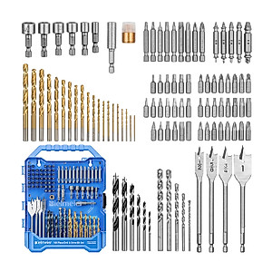 100-Piece Drill Driver Bit Set,High-Speed Steel Titanium Drill and Screwdriver Bit Set for Metal,Wood and Masonry,Suitable for Professional Work,it Matches Impact Driver and Drills on Market