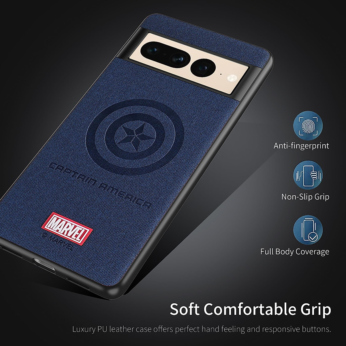 IRON SPIDER Case for Google Pixel 6, with Superhero Character Compatible Pixel 6 Leather Case (Blue)