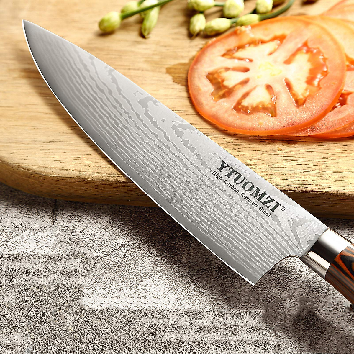 Ytuomzi Razor-Sharp Chef Knife, 8-inch High Carbon Stainless Steel Chef's Knife for Home Kitchen & Restaurant, 8" Chef Kitchen Knife with Sheath & Gift Box, Ergonomic Handle