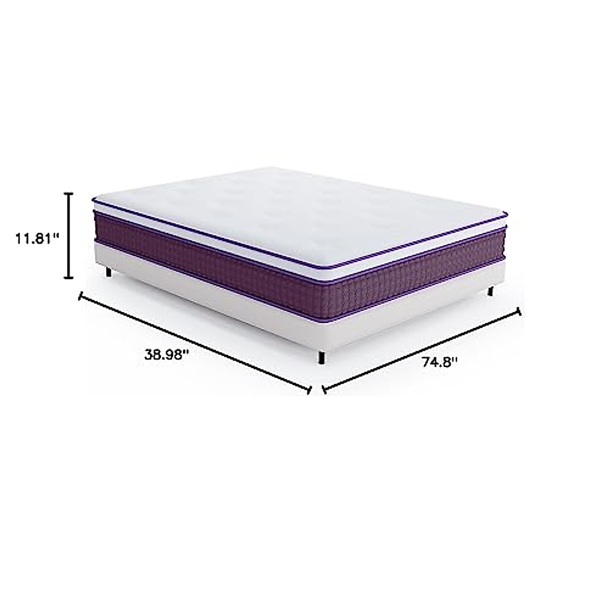 Full Mattress, 12 Inch Hybrid Full Mattress, Full Size Mattress in a Box, Plush Foam Mattress with Individually Pocketed Coils, Motion Isolation for Pressure Relief, Medium Soft