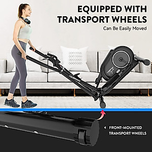 HASIMAN Elliptical Exercise Machine, Elliptical Machine for Home Use, Adjustable Magnetic Elliptical with Pulse Rate Grips and LCD Monitor, 350LB Weight Capacity (Coal Black)