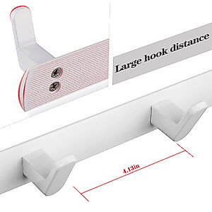 Fecraf Coat Hooks Wall Mounted White, Wall Hook Heavy Duty, White Modern Coat Rack Hooks for Wall, Wall Rack with Hooks for Bags Hat, Hooks for Hanging Towels Bathroom Hooks, Solid Aluminum