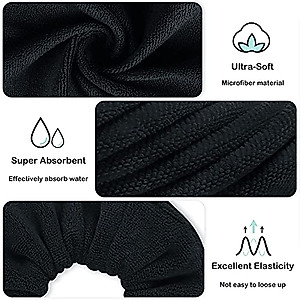 IVARYSS Super Towel Scrunchies for Drying Hair, Absorbent and Soft Microfiber for Frizz Free, Large Thick Ponytail Holder Wet Hair Accessories for Women and Girls, 4 PCS (Black)