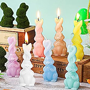 7 Pcs Easter Candles Easter Bunny Shaped Candles Soy Wax Colorful Candles Rabbit Candle Unscented Easter Gift Cute Bunny Spring Decorations for Home Living Room Bedroom Tea Party Supplies, 7 Colors