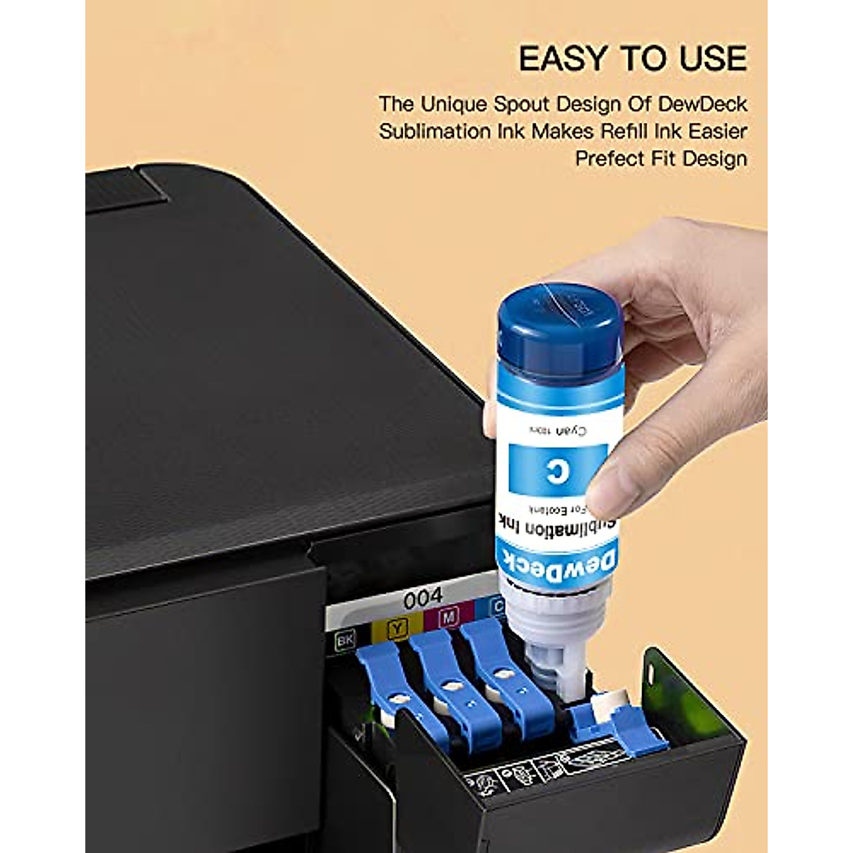 DewDeck 440ML Sublimation Ink Refill for EcoTank Supertank F170 ET-2720 ET-2760 ET-2800 ET-2803 ET-2850 ET-3710 ET-3760 ET-4700 ET-4760 ET-4800 ET-15000 ET-7710 (ICC Free / Anti-UV / Autofill)