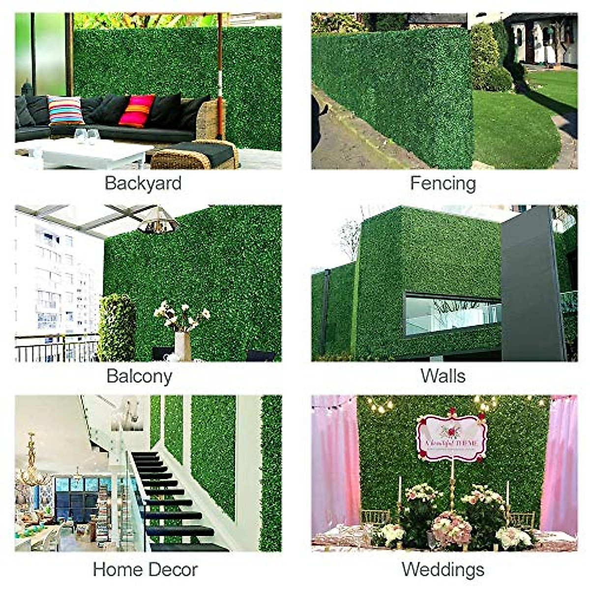 Yaheetech 20 x 20 inch Artificial Boxwood Panels w/Little White Flowers UV Protected Topiary Hedge Plant Privacy Hedge Screen Decorations for Garden,Home,Backyard and Green 12 Pcs