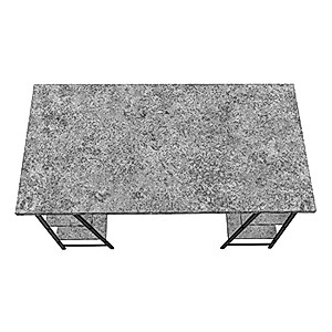 Monarch Specialties 7526 Computer Desk, Home Office, Laptop, Storage Shelves, 48" L, Work, Metal, Laminate, Black, Contemporary, Modern Desk-48 L Grey Stone-Look, 47.25" L x 23.75" W x 30" H