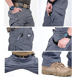 CARWORNIC Gear Men's Hiking Tactical Pants Lightweight Cotton Outdoor Military Combat Cargo Trousers Gray