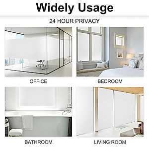 MAGIDEKOR Window Privacy Film with Installation Tools,Frosted Glass Window Film,Heat Blocking Static Clings Reusable Frosting Window Film for Bathroom Home Office,17.5 Inch X 6.5 Feet