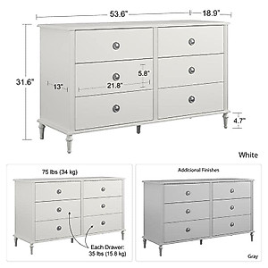 Little Seeds Rowan Valley Arden 6 Drawer White Kids’ Dresser