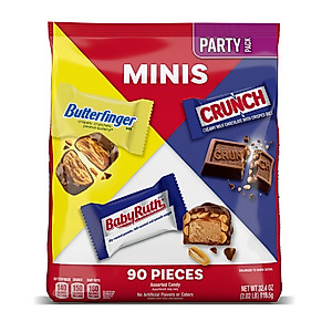 Butterfinger, CRUNCH and Baby Ruth, Bulk 90 Pack, Assorted Minis Chocolate Candy Bars, 32.4 oz