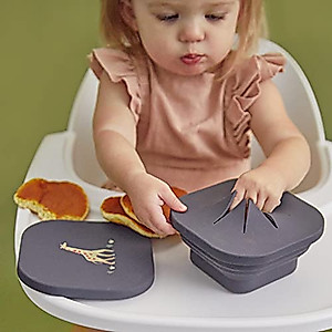 Austin Baby Co Silicone Collapsible Snack Bowl – Reusable Snack Container with Two Specialized Lids – BPA free, Dishwasher Safe and Leakproof for Toddlers & Babies