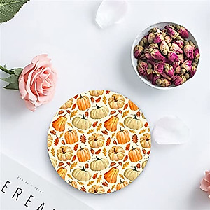 QUANJJ Autumn Maple Leaf Coasters Ceramic Set Round Absorbent Drink Coaster Coffee Tea Cup Placemats Table Mat (Color : D, Size : 8pcs)