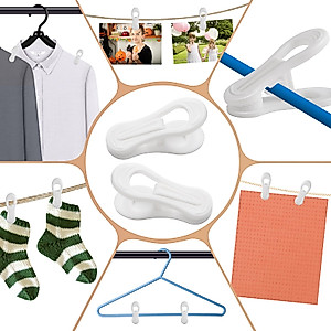 PLMMOUT White Hanger Clips 50 PCS,Velvet Hanger Clips for Plastic Hangers,Pants Hanger Clips,White Finger Clips,Plastic Hanger Clips for Skirt Pants Hangers Plastic Clothes Hangers,Strong Pinch Grip