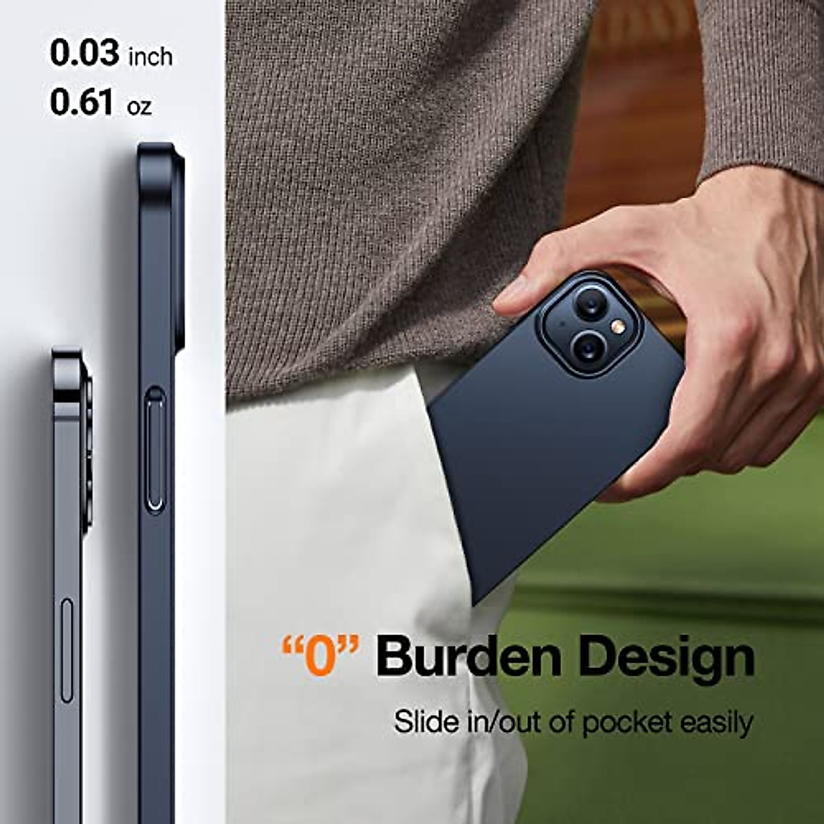 TORRAS Slim Fit for iPhone 13 Mini Case, Ultra-Thin Velvety Touch Secure Grip Case for iPhone 13 Mini Case Scratch-Resistant Slim Hard Plastic iPhone Mini 13 Case Protection Cover,Matte Black