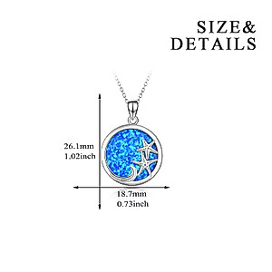 YFN Starfish Necklace Sterling Silver Ocean Jewelry Starfish Wave Necklace Blue Opal Pendant for Women Jewelry Gifts