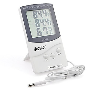 iKKEGOL Dual Sensor LCD Display Indoor Outdoor Digital Thermometer Hygrometer with Max Min Memory
