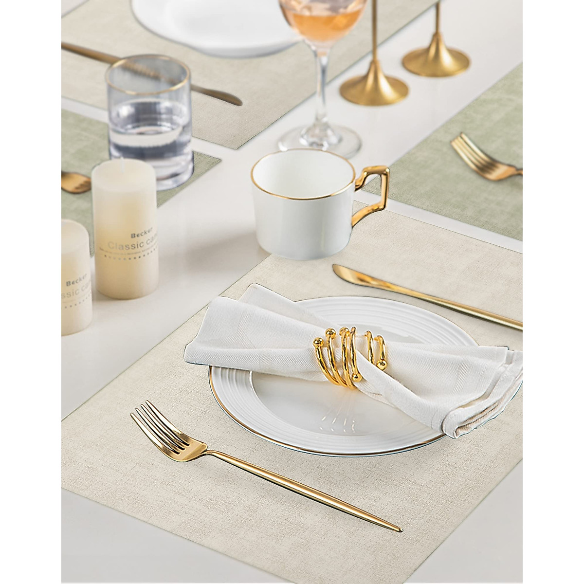 SUEH DESIGN Leather Placemats Set of 6 Reversible Table Mats Heat Resistant Waterproof No-Slip Place Mats for Dining Table Kitchen Parties