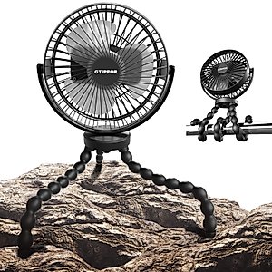 GTIPPOR Portable Stroller Fan,10000mAh Batterry Operated USB Fan,3 Speeds Handheld Personal Fan with Flexible Tripod Clip on Desk Fan for Baby Stroller Car Seat