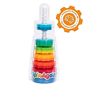 Fat Brain Toys SpinAgain, Baby Stacking Toys for Toddlers, Building Baby Toys for Ages 1+, Spinning Toddler Toys