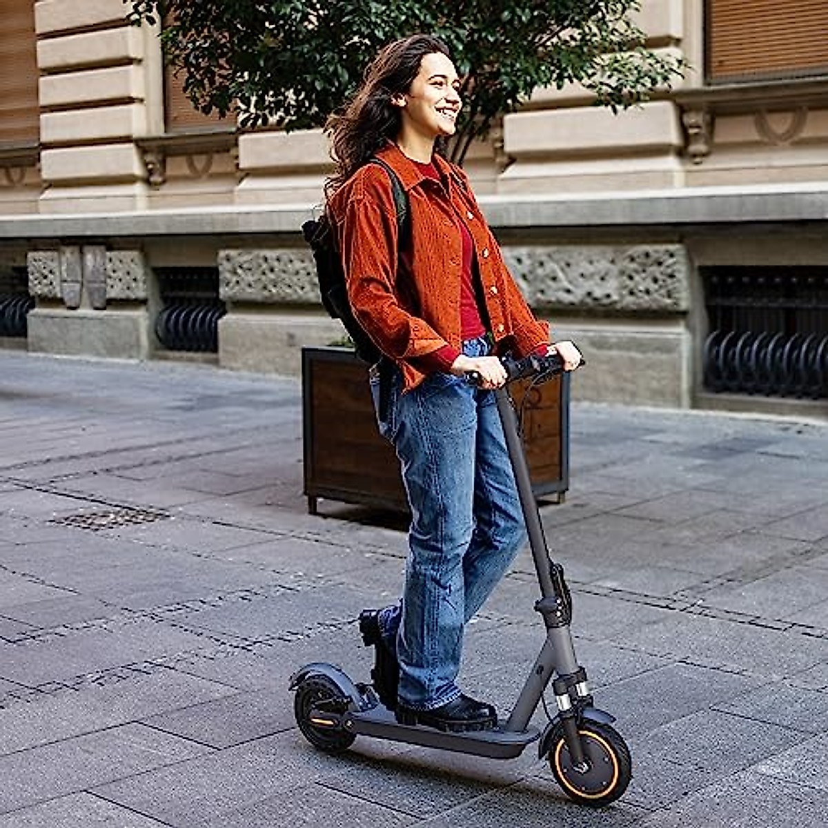 VOLPAM Electric Scooter with Dual Suspension, 21/19 Mph Top Speed, Up to 27/20 Miles Long-Range, 500W/350W Motor, Portable Folding Commuting Scooter with Double Braking System and App