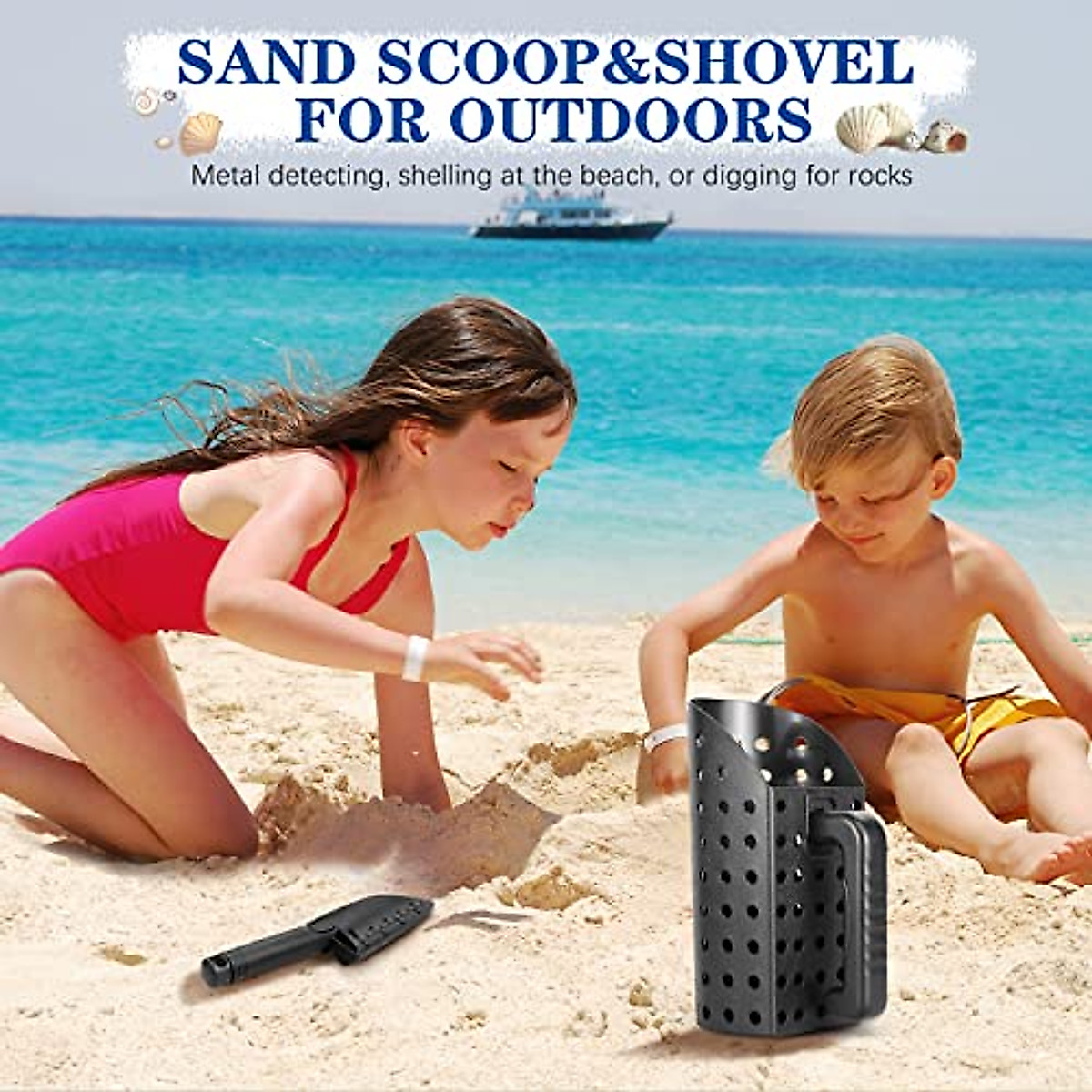 Metal Detector Accessories, Sand Scoop & Shovel for Metal Detecting, Sand Sifter for Kids & Adults Metal Detector, Metal Detector Scoop, Metal Detector Shovel for Digging at The Beach & More